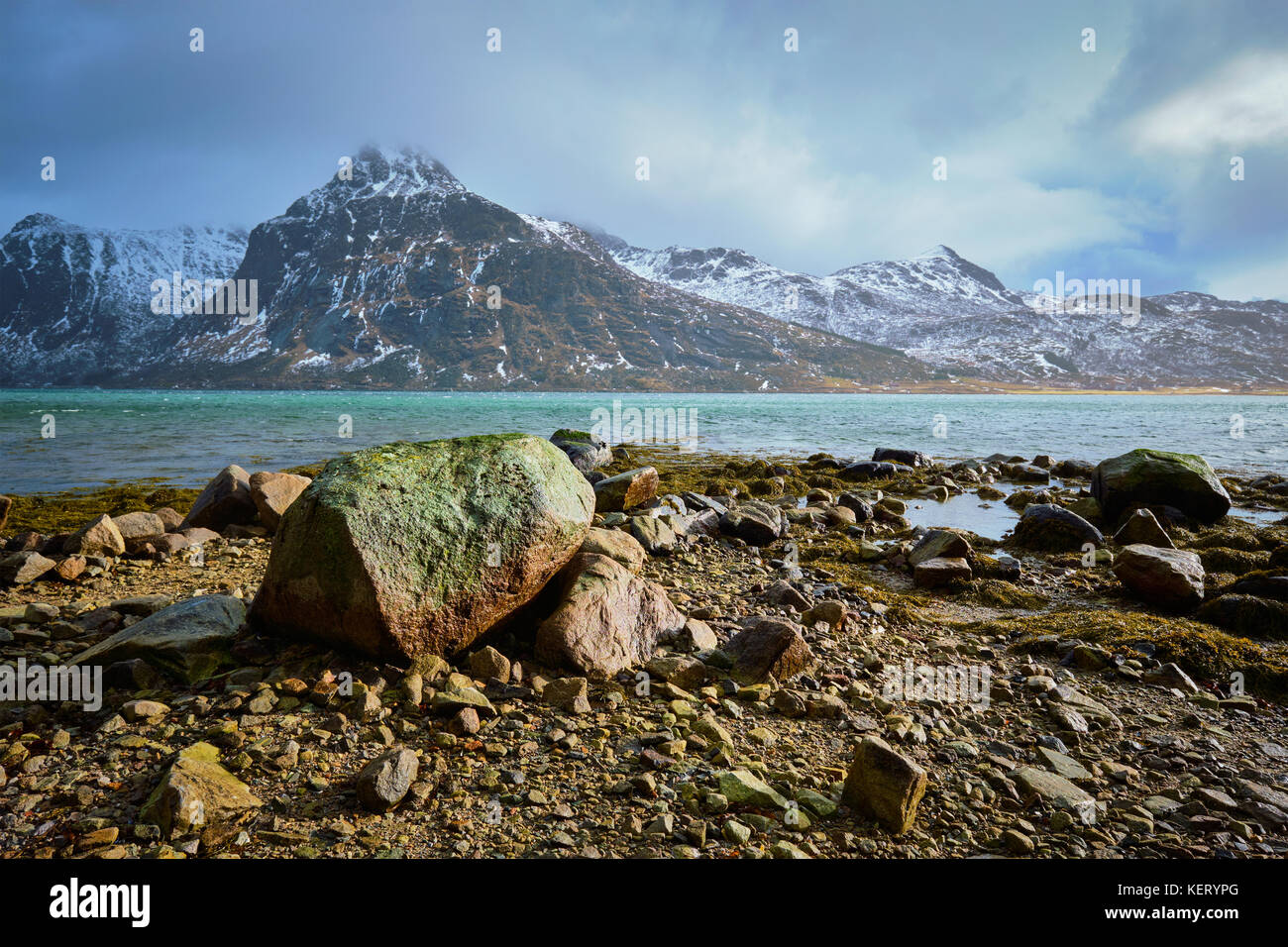 Fjord in Norway, Lofoten islands Stock Photo - Alamy