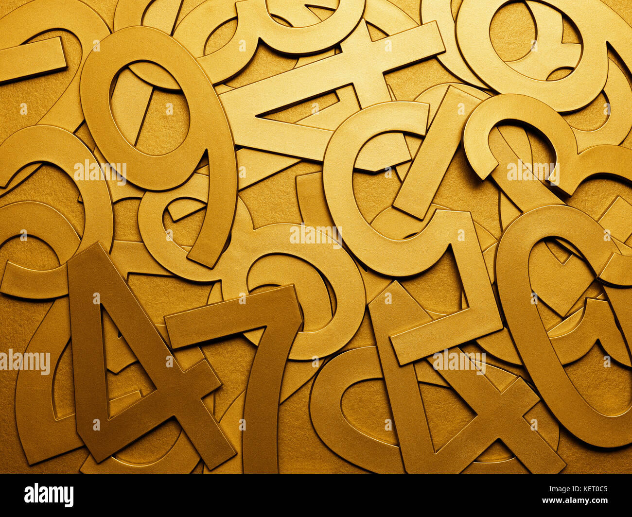 Random arrangement of gold metal texture random numbers abstract ...