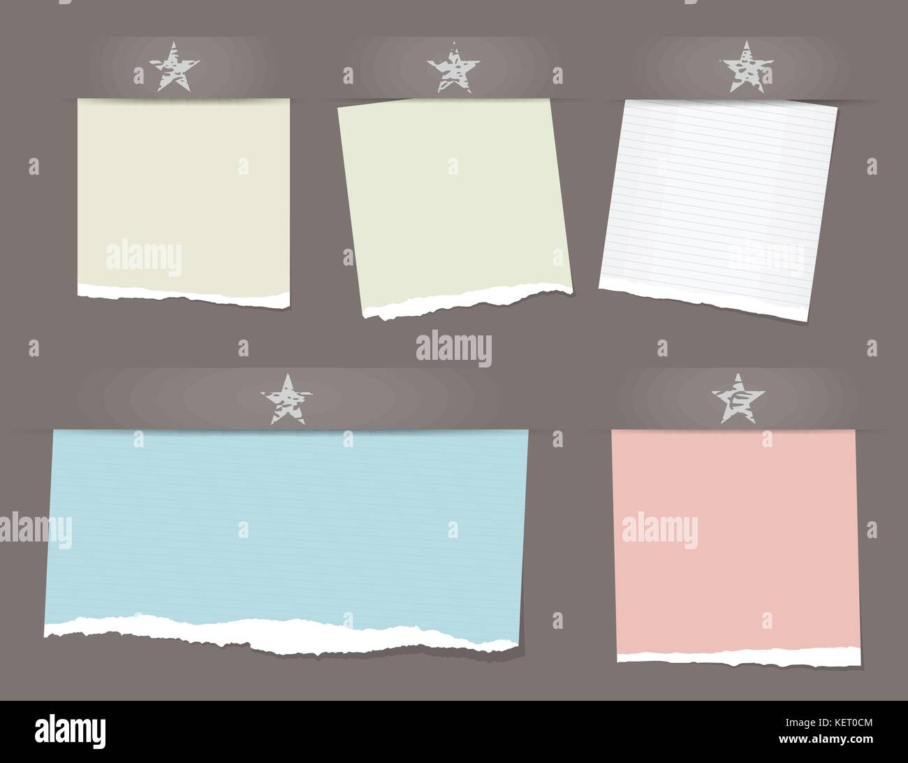 Colorful ripped, notebook, notepad paper sheets, note for text or ...