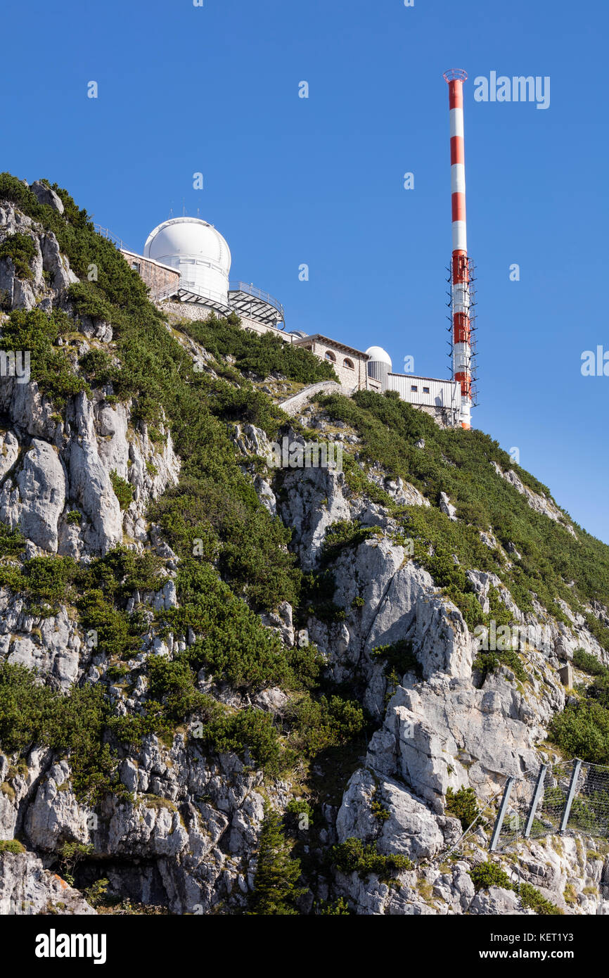 Wendelstein summit with transmission tower and observatory, Mangfall ...