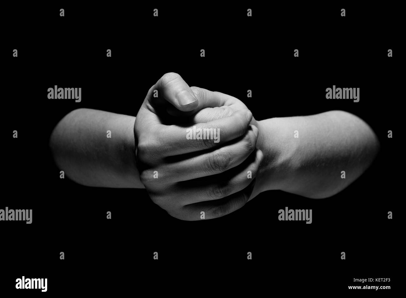On hands in contemplation Black and White Stock Photos & Images - Alamy