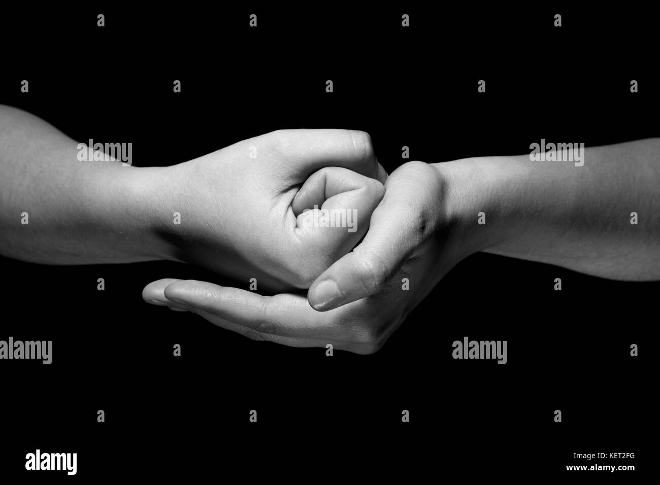 On hands in contemplation Black and White Stock Photos & Images - Alamy