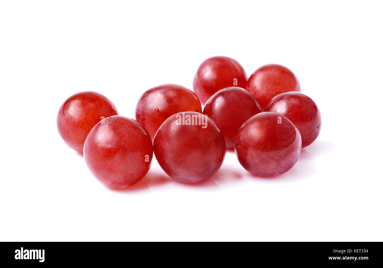 Ripe red grape isolated on white. With clipping path. Full depth of ...