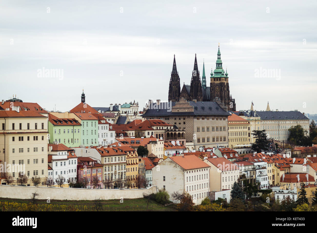 Beautiful Prague cityscape in autumn. Urban landscape of Czech Republic ...
