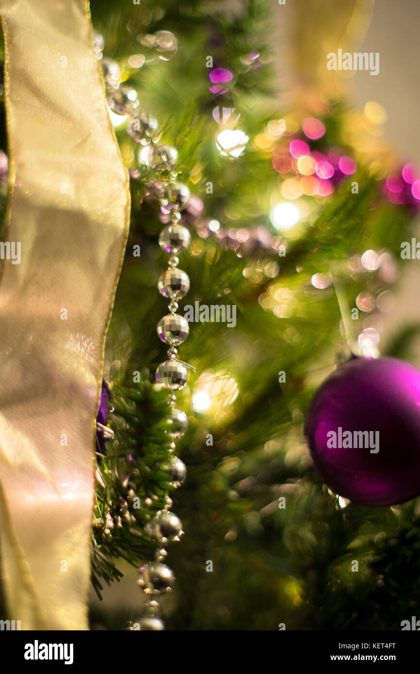 Purple and Gold Christmas tree Stock Photo - Alamy