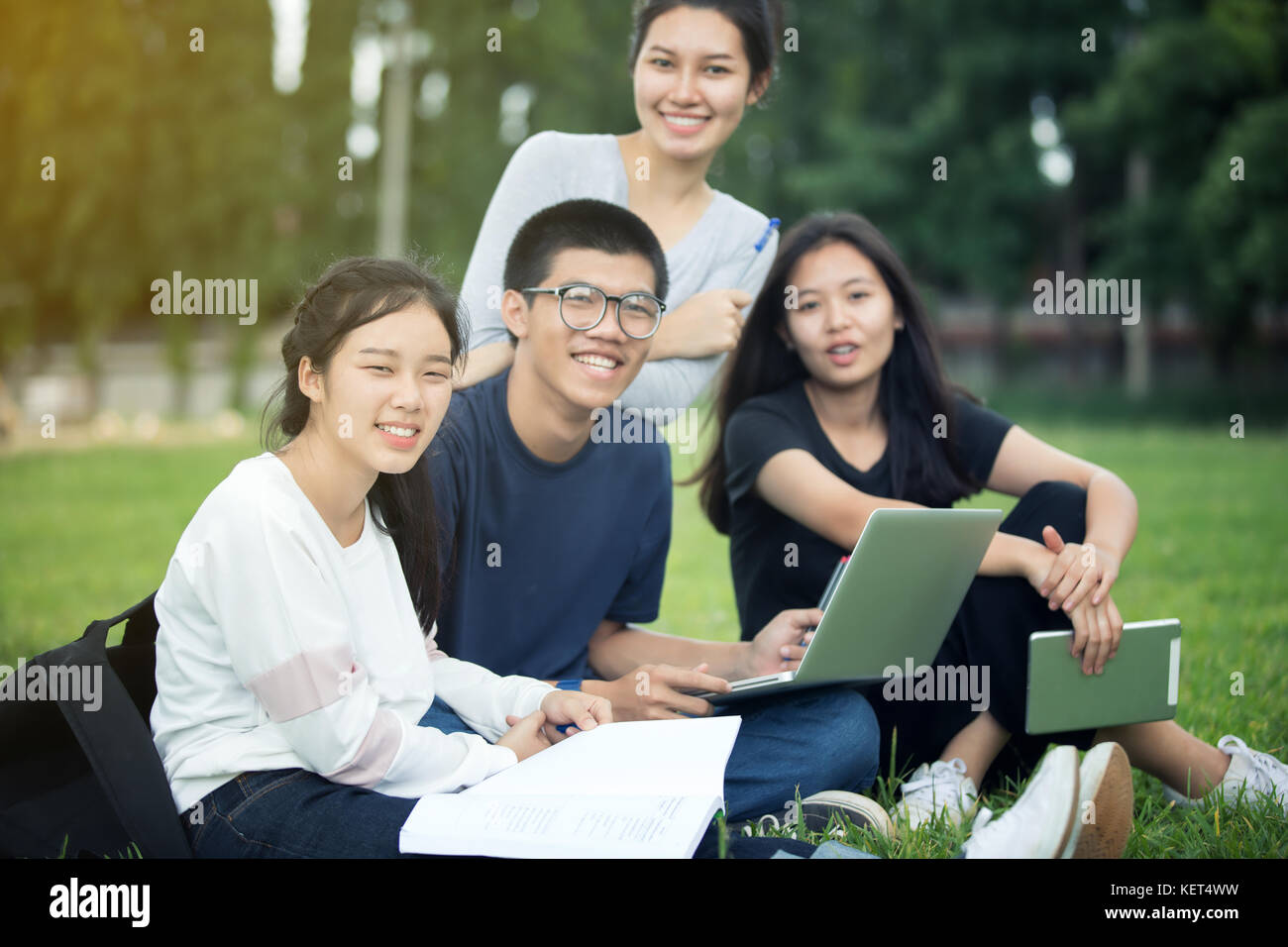 Asian Group of students sharing with the ideas for working on the ...