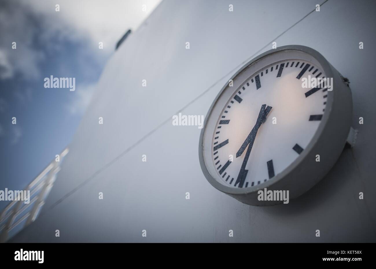 Cruise Ship Time Change Concept. Ship Deck Outdoor Clock Closeup Stock ...