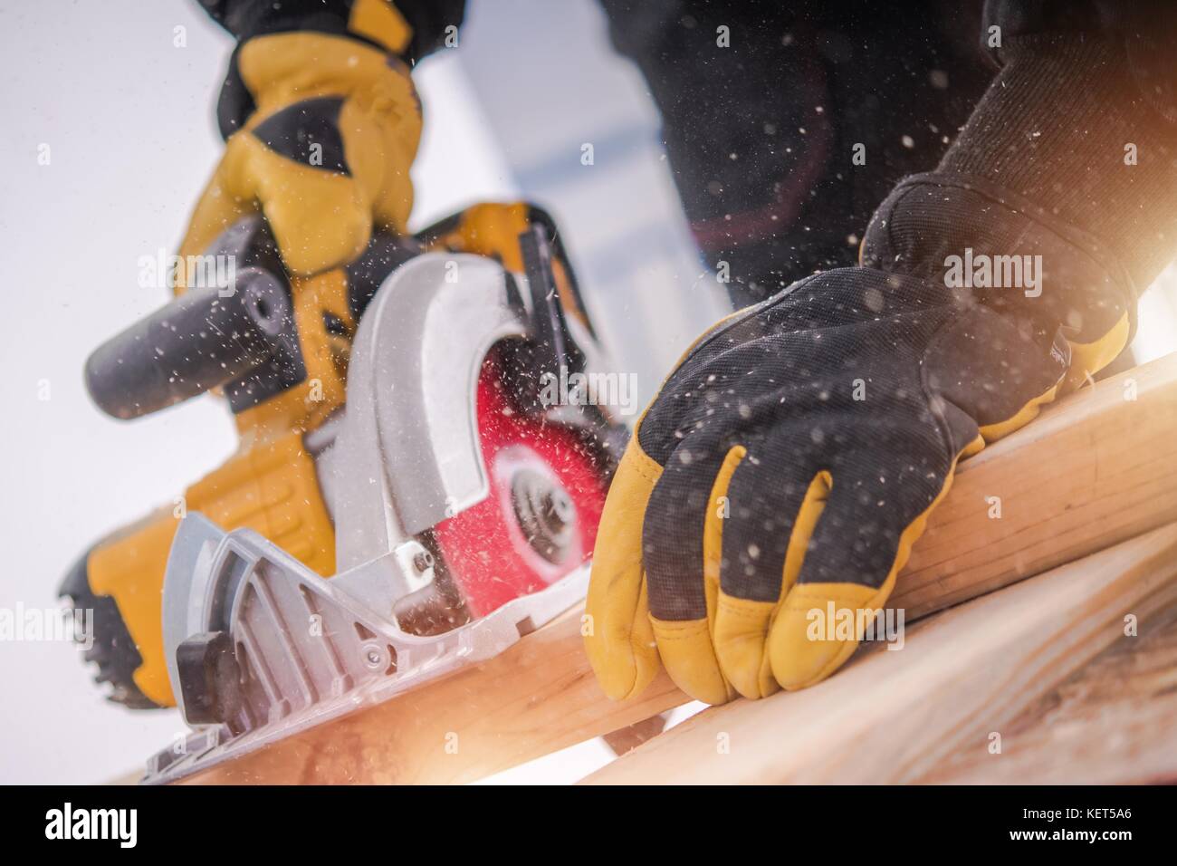Lumber Woodwork Tools. Wood Construction. Circular Saw in Action Stock ...