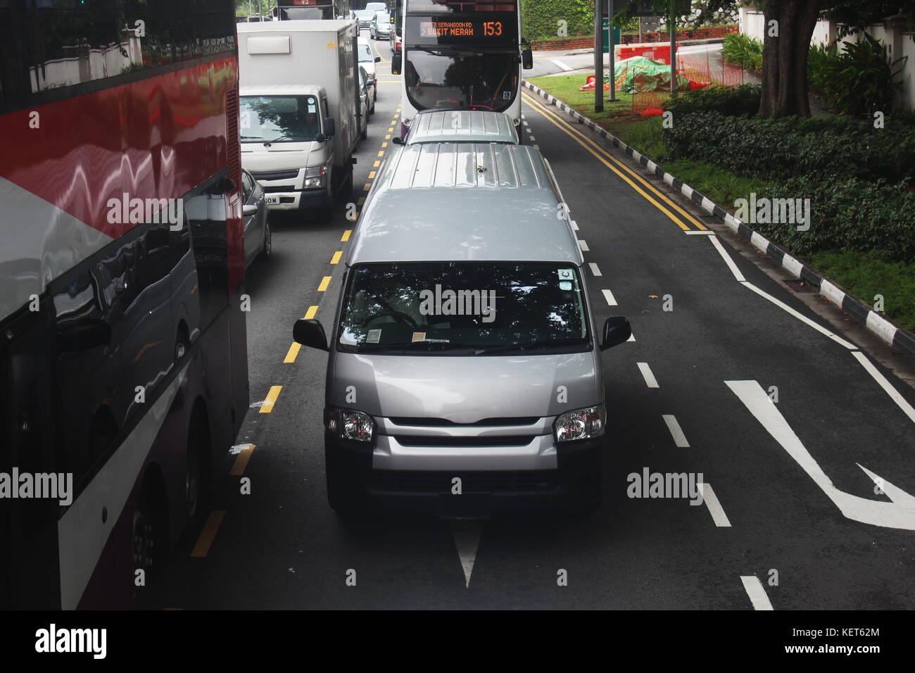 A van stuck in a traffic jam Stock Photo - Alamy