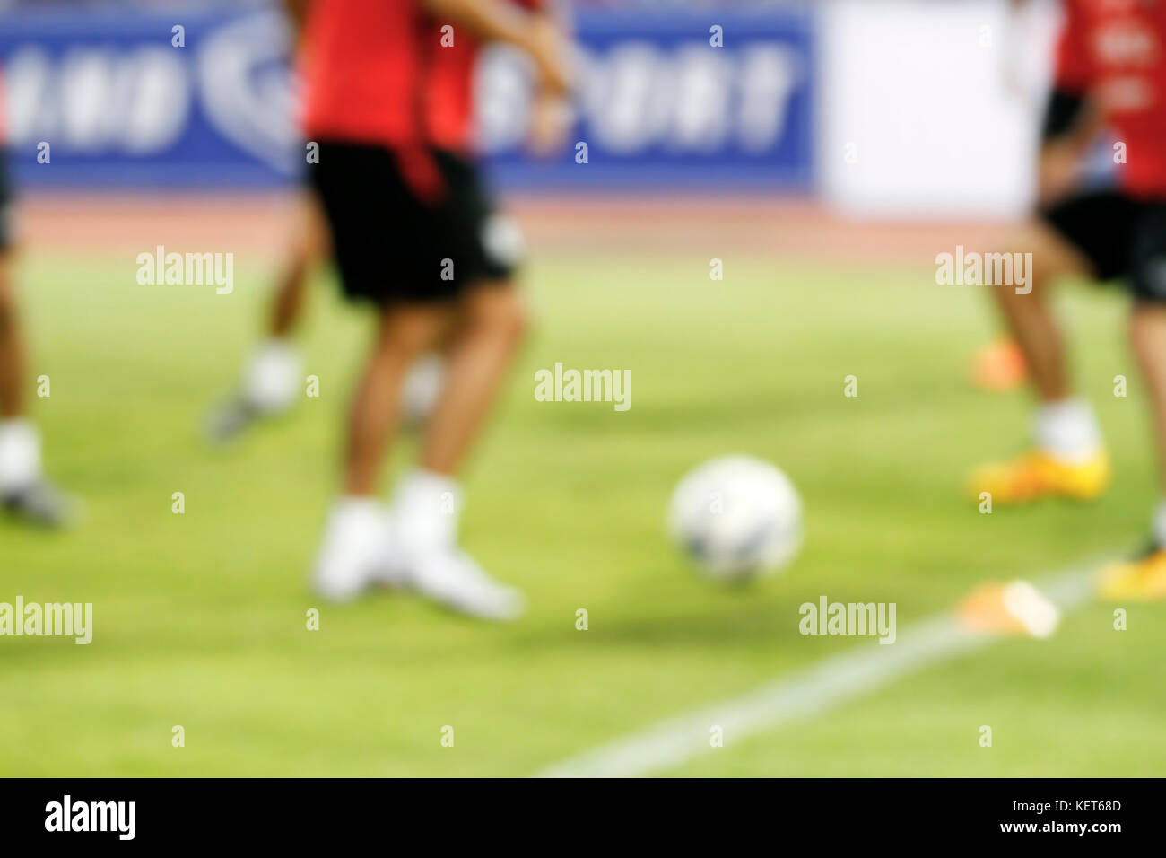 blurry soccer and football player training for background Stock Photo ...