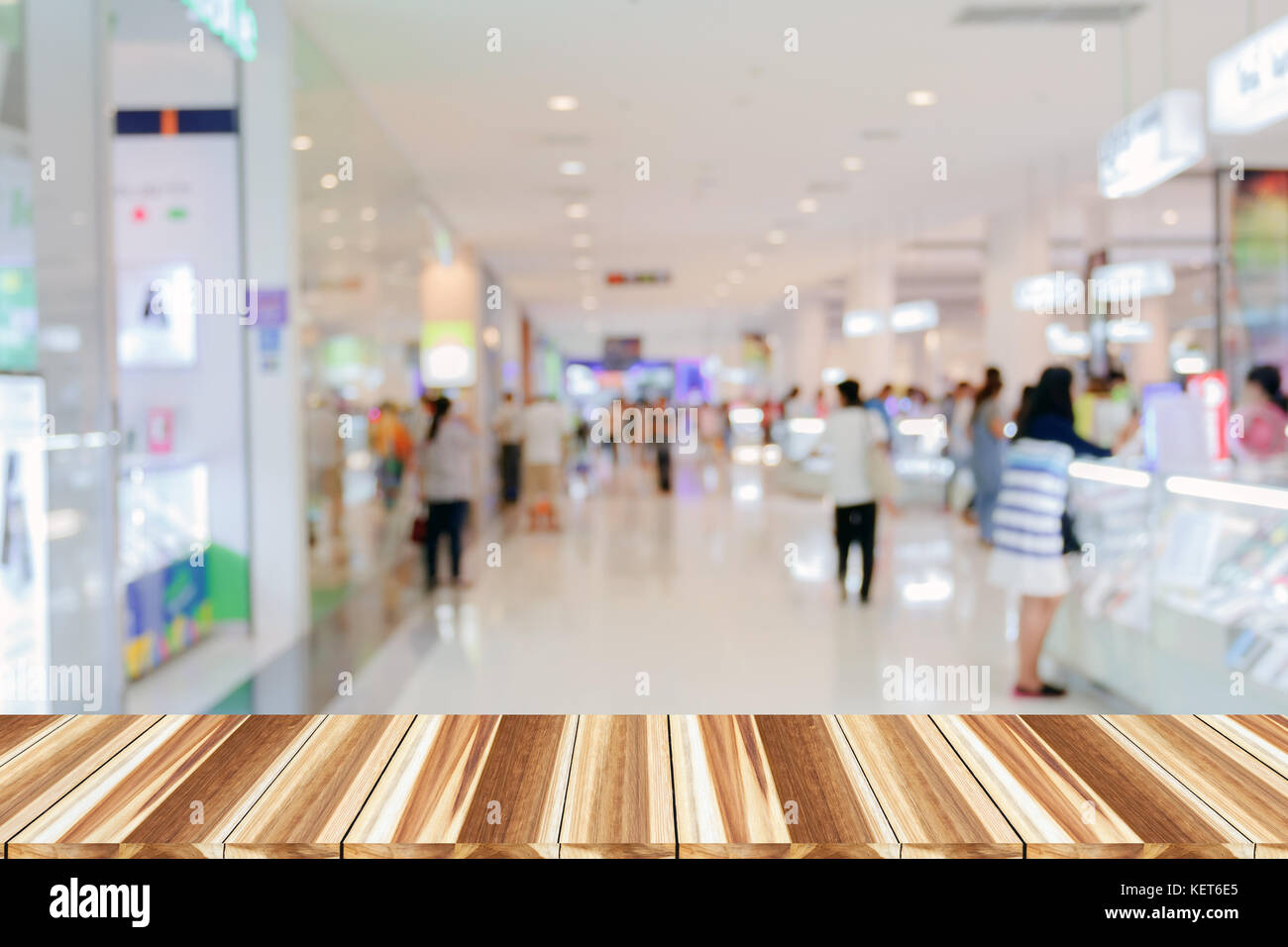 Perspective wood and Empty top wooden shelves of supermarket/mall for ...
