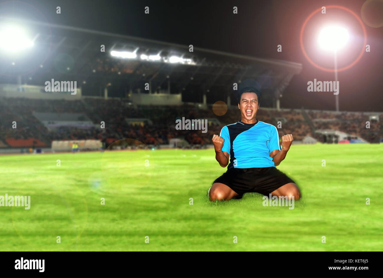 soccer football player young man happiness joy kneeling and soccer ...