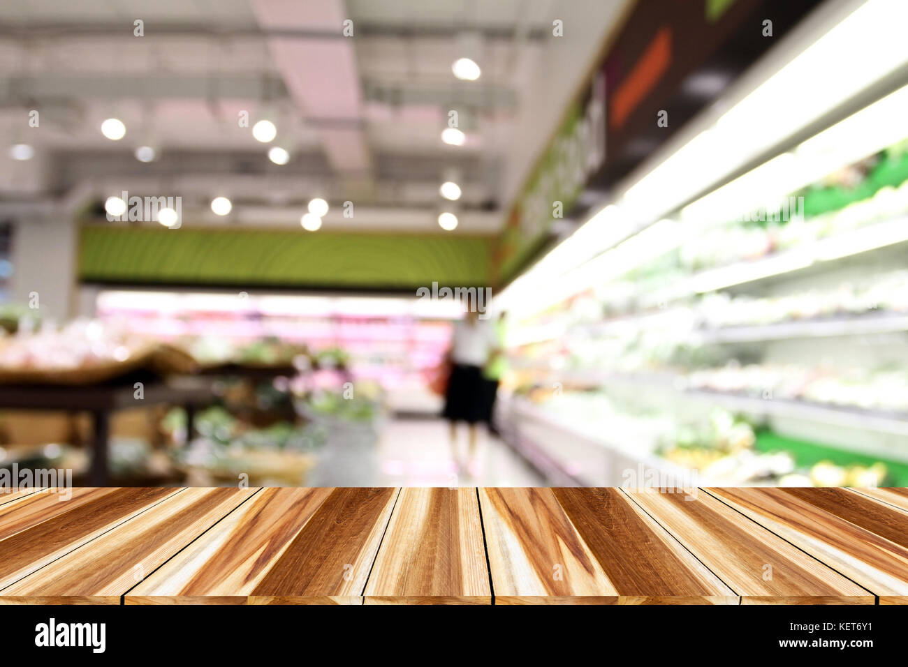 Perspective wood and Empty top wooden shelves of supermarket/mall for ...