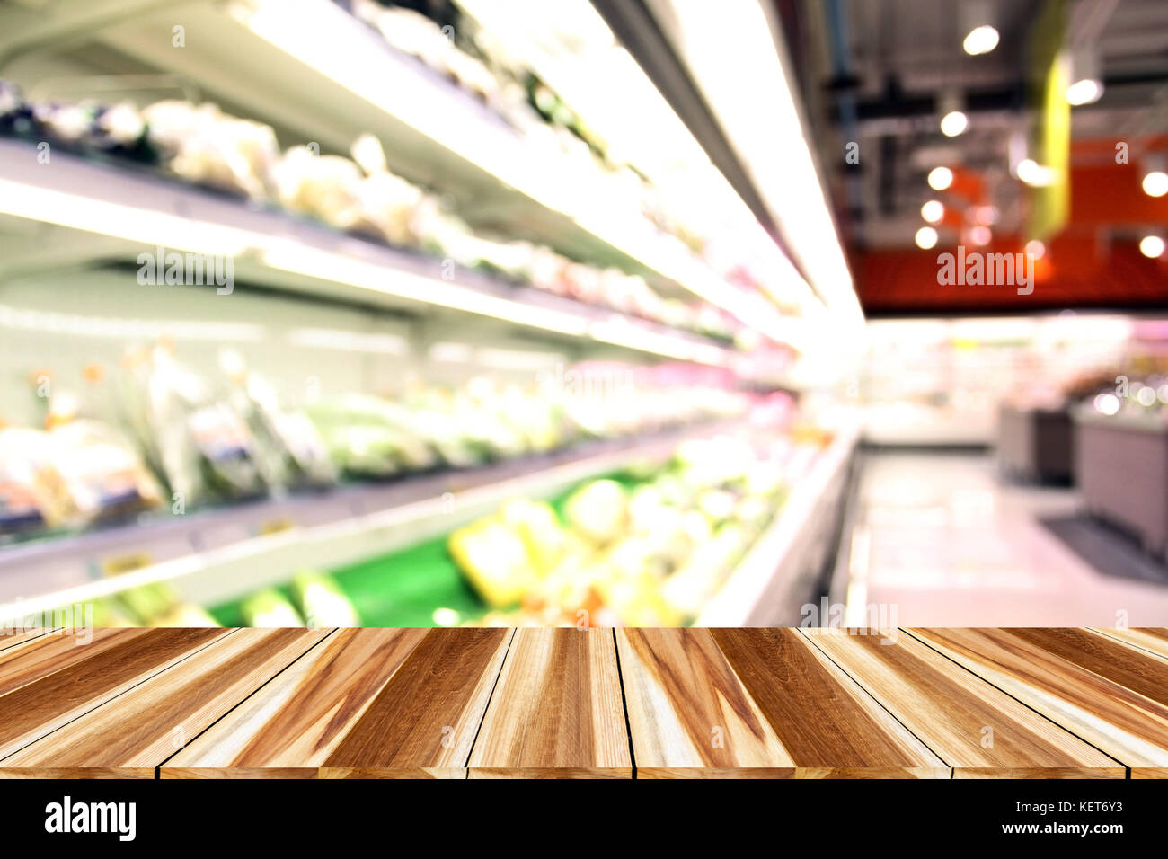 Perspective wood and Empty top wooden shelves of supermarket/mall for ...