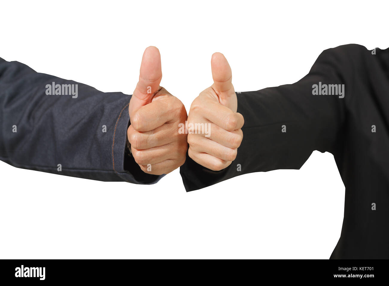 Thump up hand sign isolated on white Stock Photo - Alamy