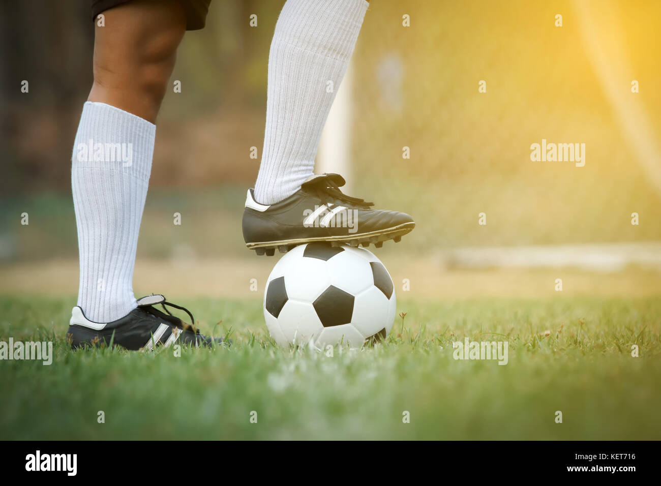 soccer or football player standing with ball on the field for Kick the ...