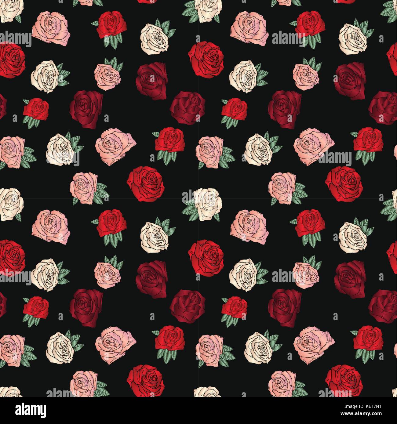 Embroidery seamless pattern with roses Stock Vector Image & Art - Alamy