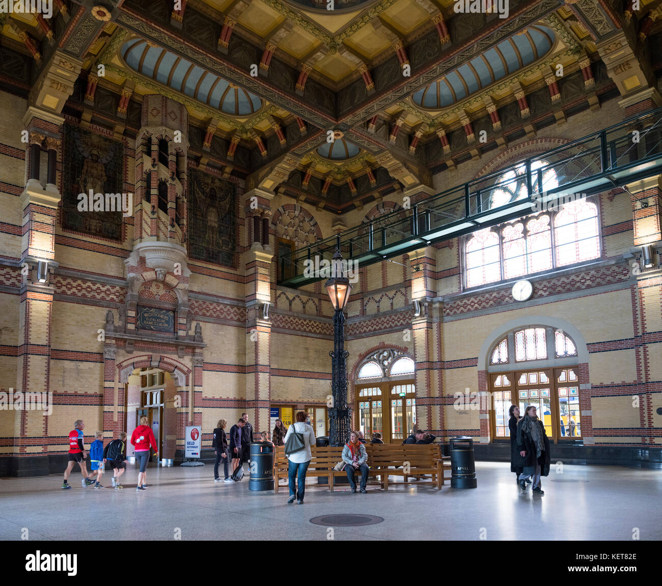 large old central hall of railway station groningen in the netherlands ...
