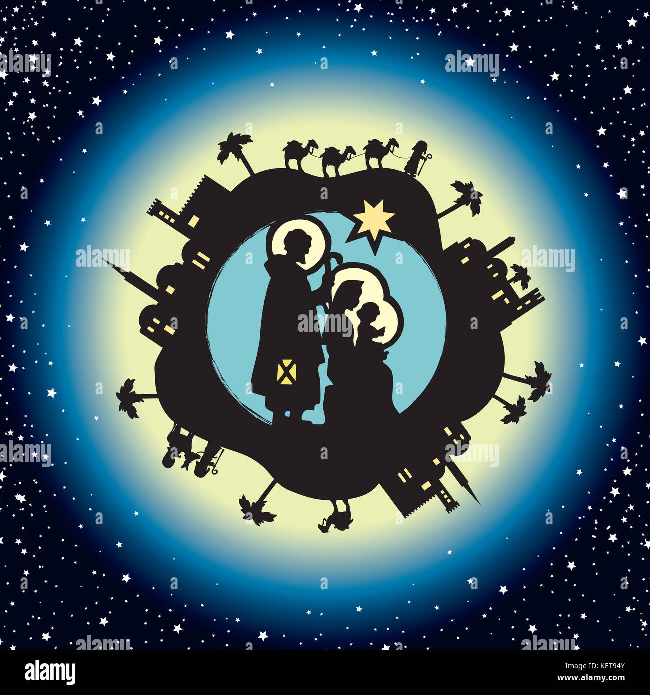 nativity christmas in starry background Stock Photo - Alamy