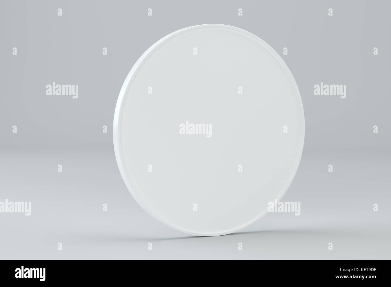 Blank round white signboard on gray background. 3d rendering Stock ...