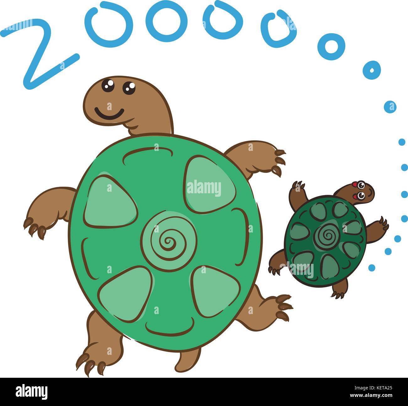 Illustration of doodle cute turtles, hand drawn graphic. Vector cartoon ...