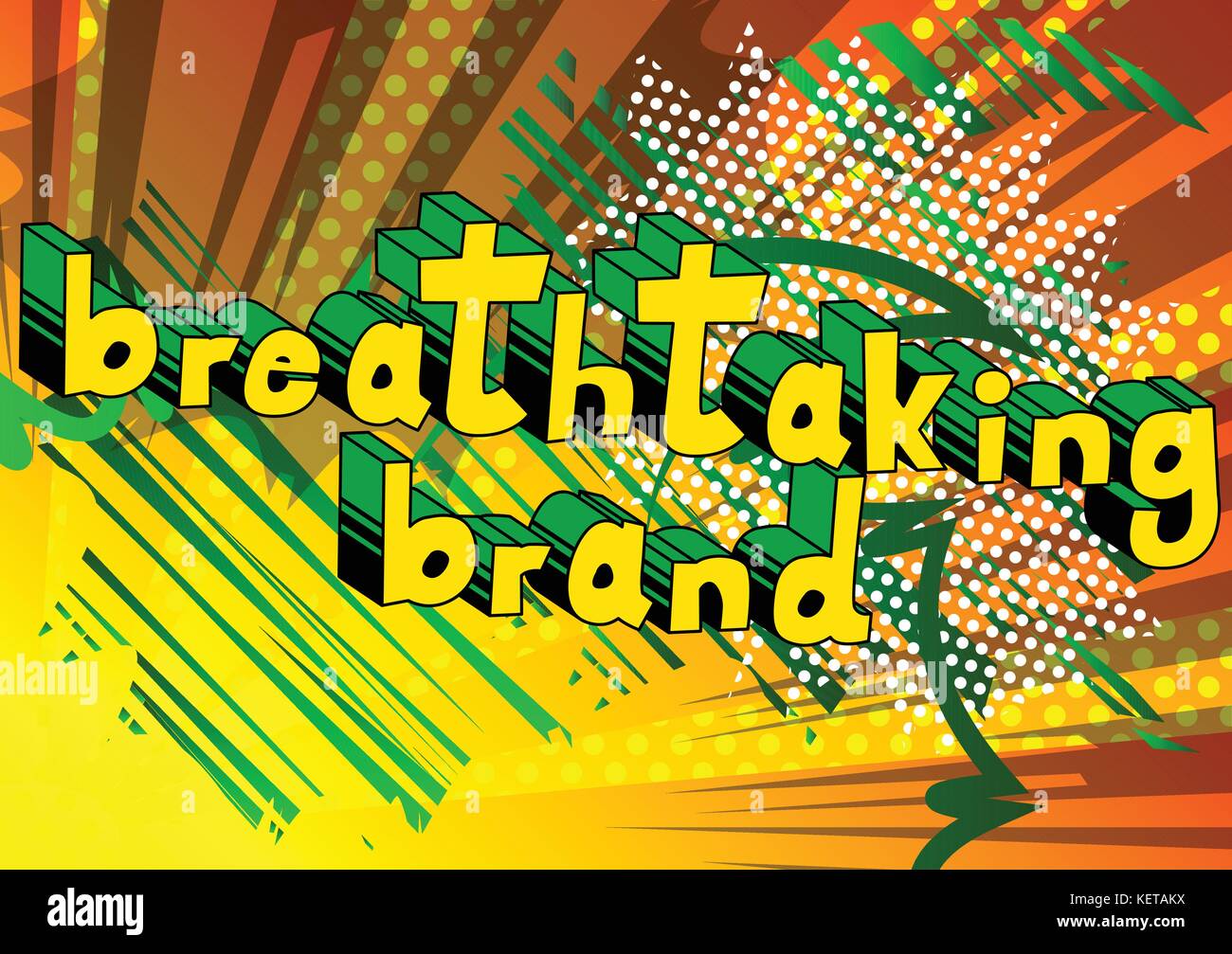 Breathtaking Brand - Comic book style word on abstract background Stock ...