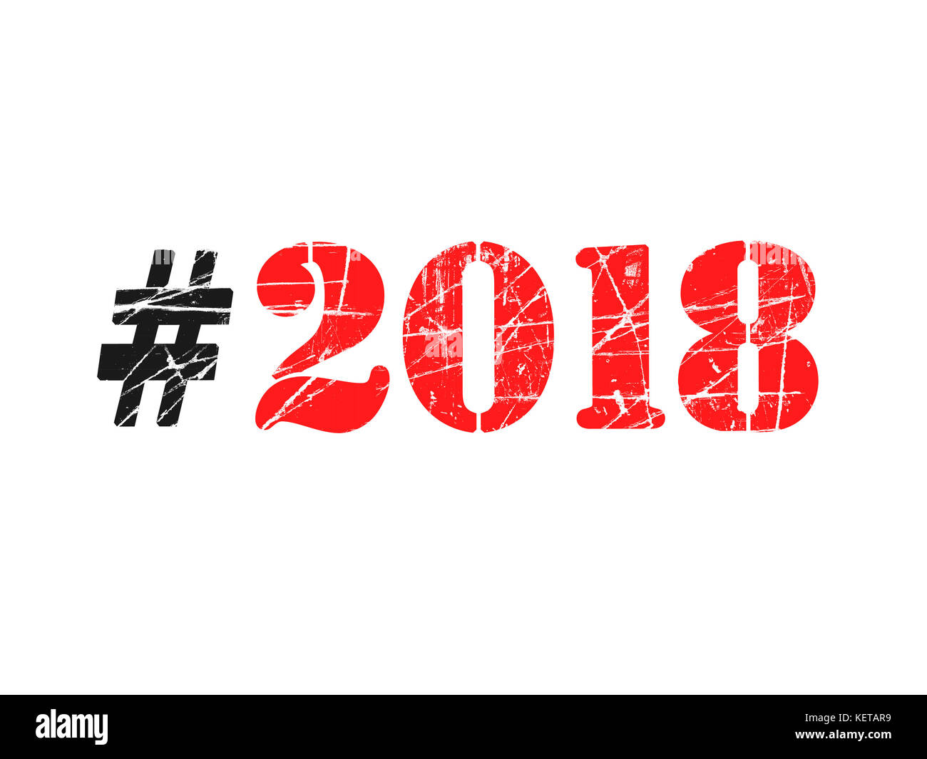 New Year 2018 hashtag grafitti illustration on white background Stock ...