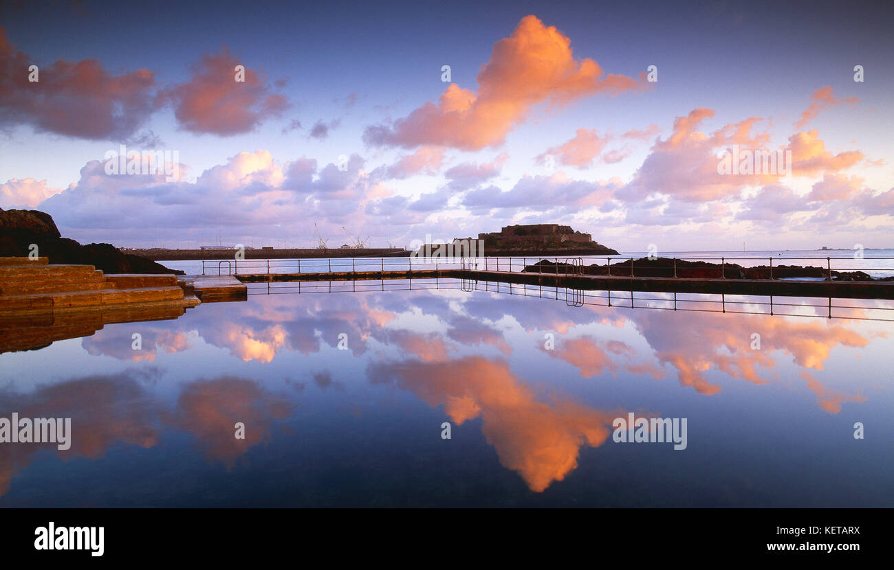 Channel Islands. Guernsey. Saint Peter Port. View of Castle Cornet from ...