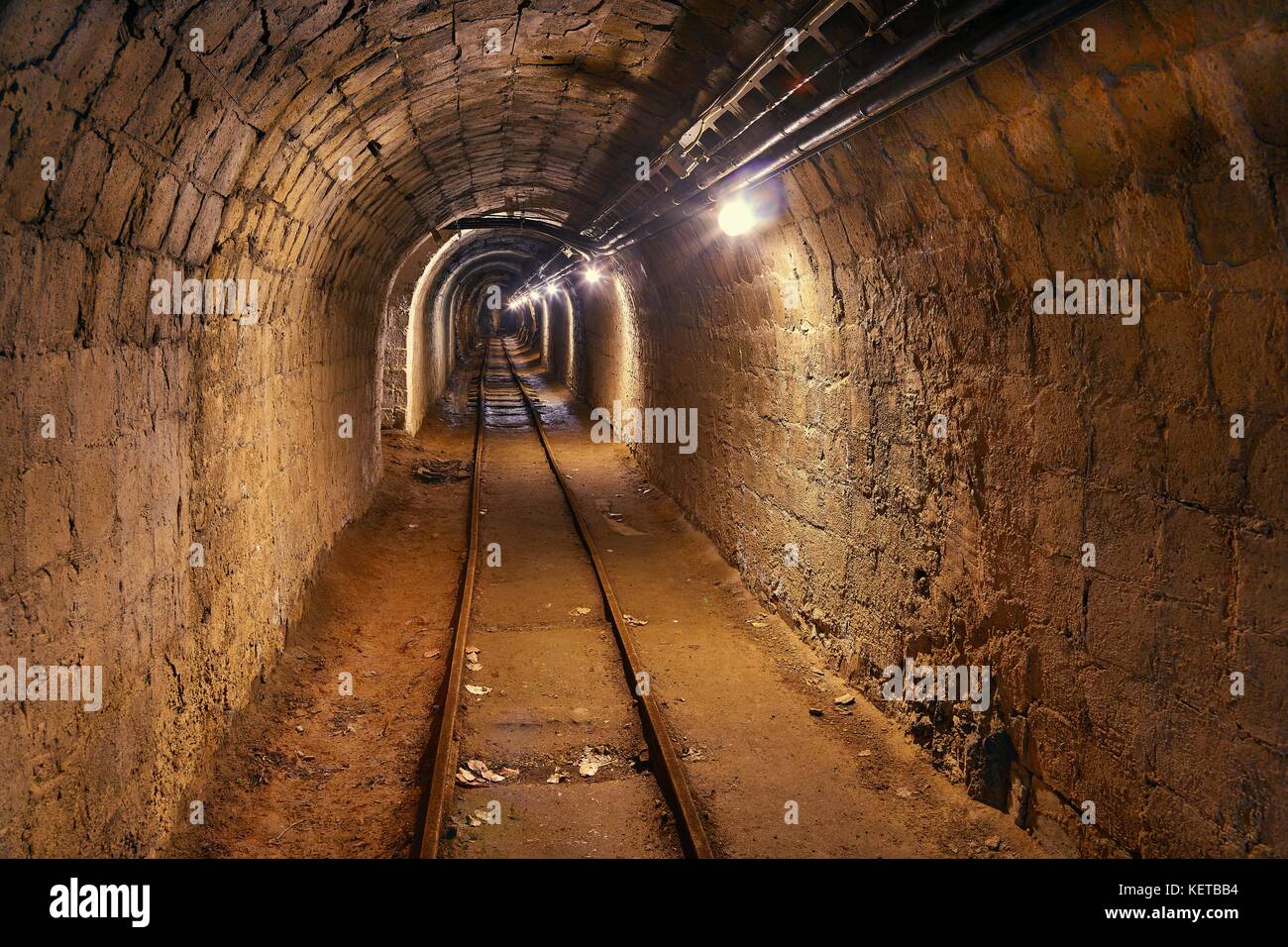 Mine Shaft with Rail Stock Photo - Alamy