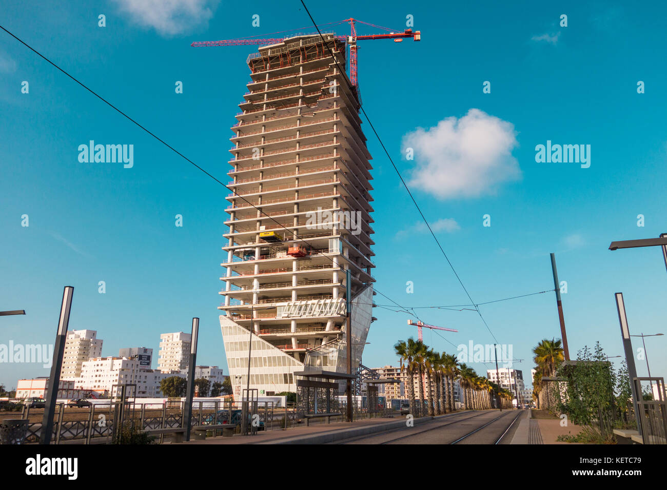 Casablanca, Morocco - May 05, 2017 : railways and buildings in a ...