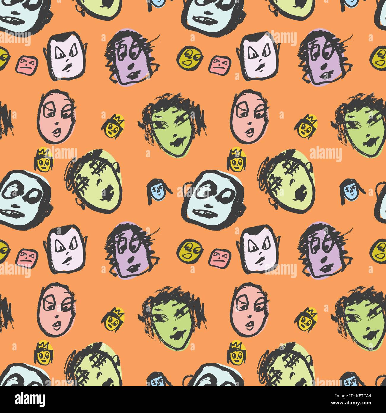 Doodles faces pattern Stock Vector Image & Art - Alamy