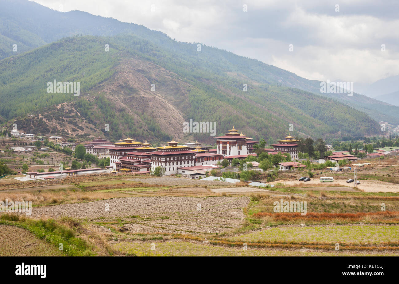 Typical architecture of the sacred Buddhist monastery in the green ...