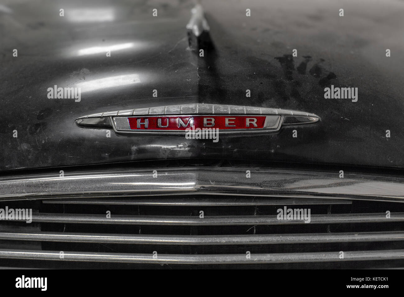 Classic Humber Hawk Car Chrome and Red Enamel Bonnet Badge Stock Photo ...