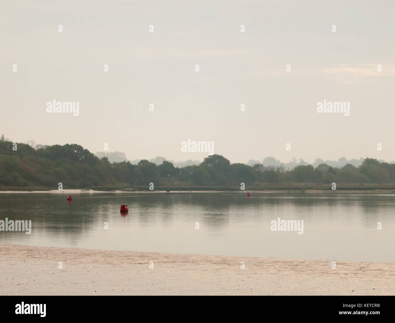 overcast grey sky over lake ocean surface landscape open; essex ...