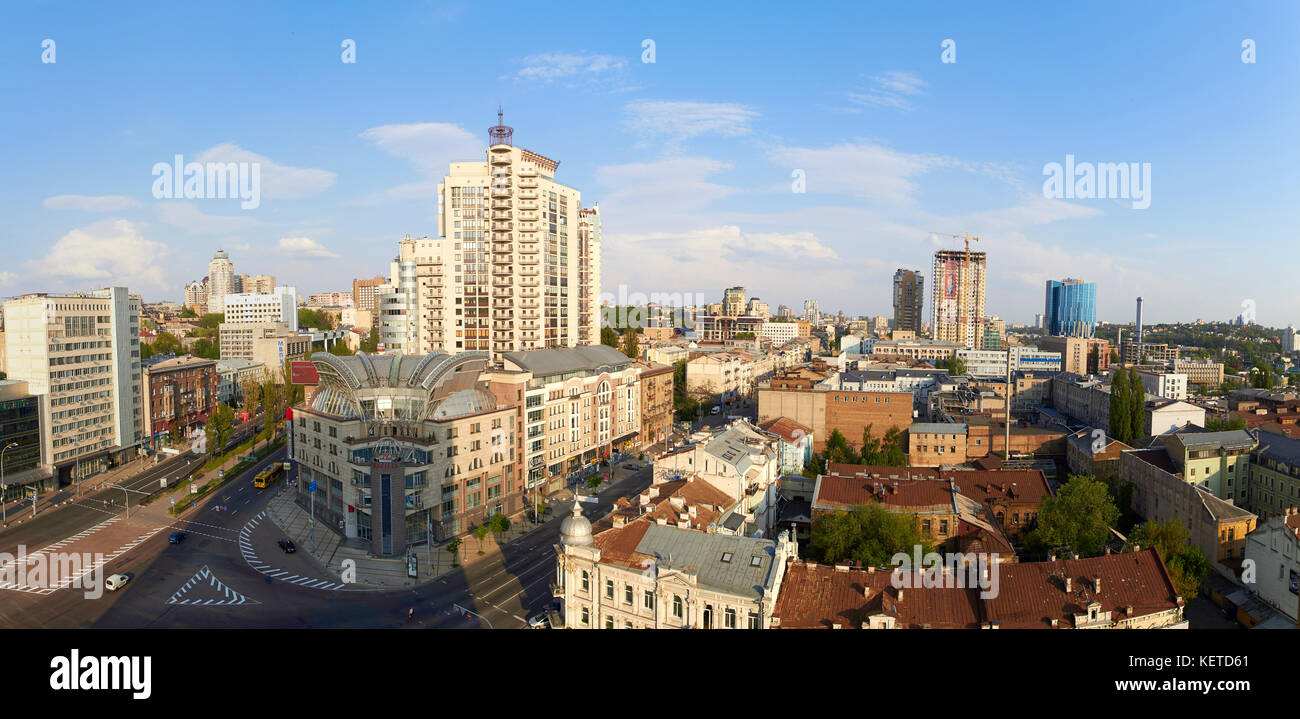 Panorama of Europe city center, business cityscape of Kiev, Ukraine ...