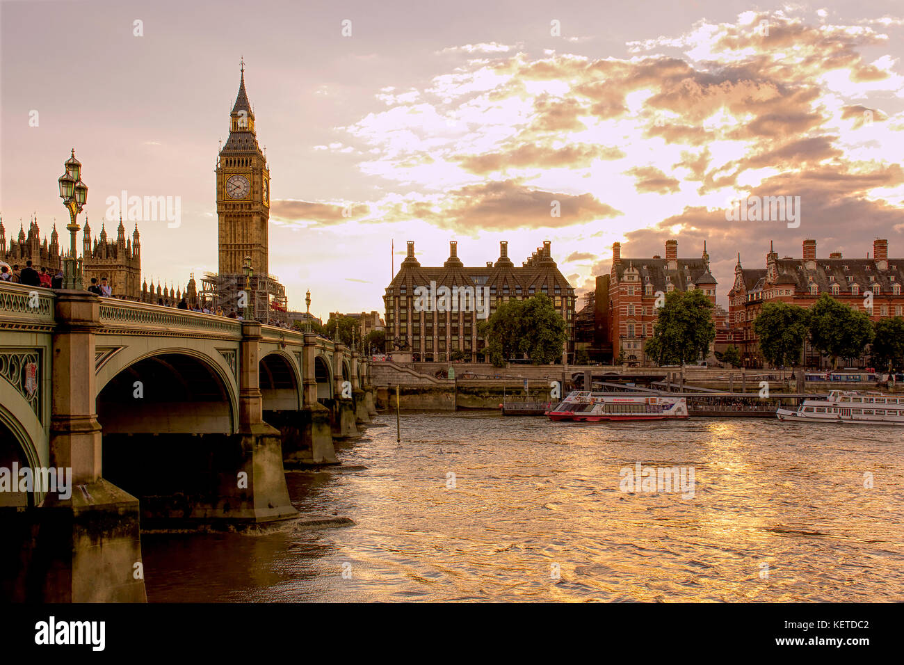 Beautiful golden sunset on river Thames,Westminster Bridge, ,London ...