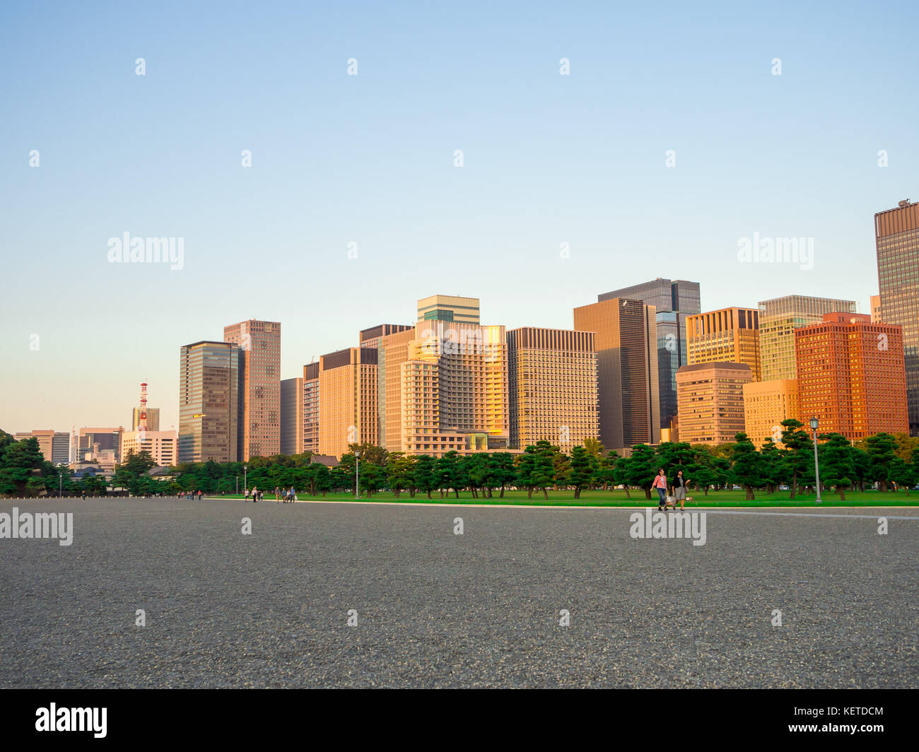 TOKYO, JAPAN JUNE 28 - 2017: Beautiful big buildings in the Horizont in ...