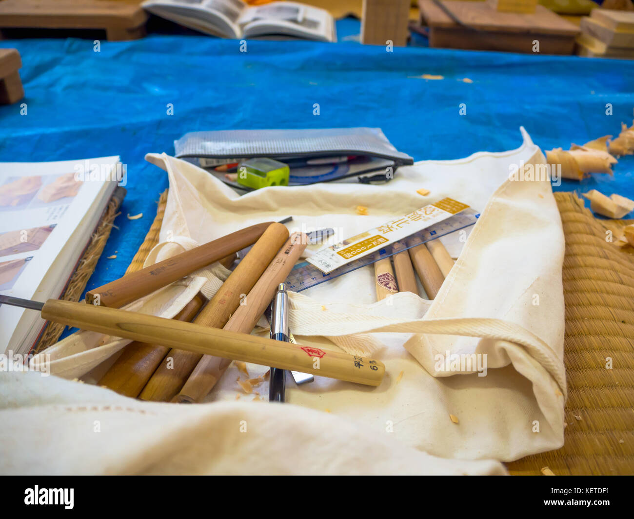 TOKYO, JAPAN JUNE 28 - 2017: Close up of an assortted carpenter ...