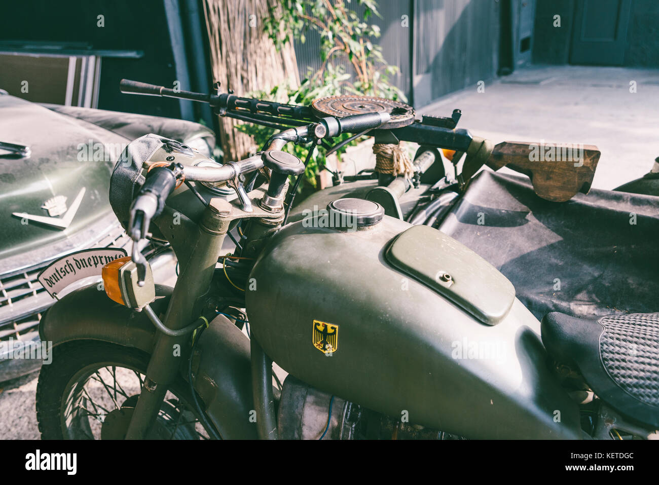 This BMW R75 is a World War II-era motorcycle and sidecar combination ...
