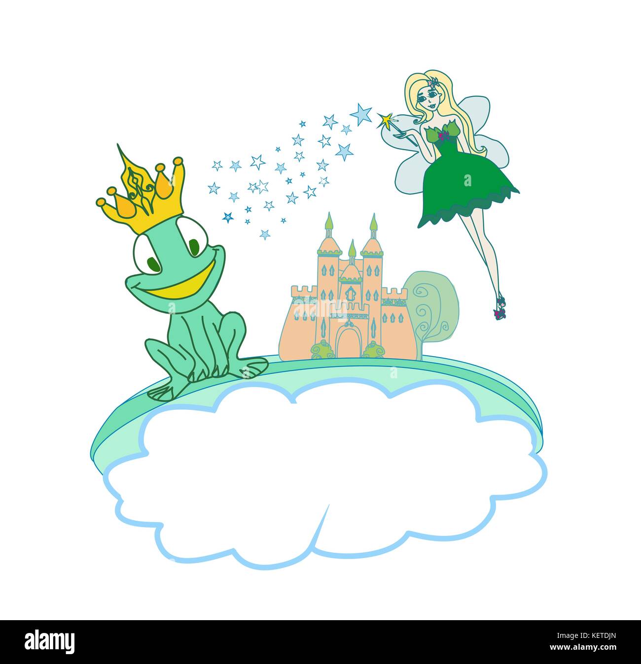 Frog Prince Cartoon Character and beautiful fairy Stock Vector Image ...