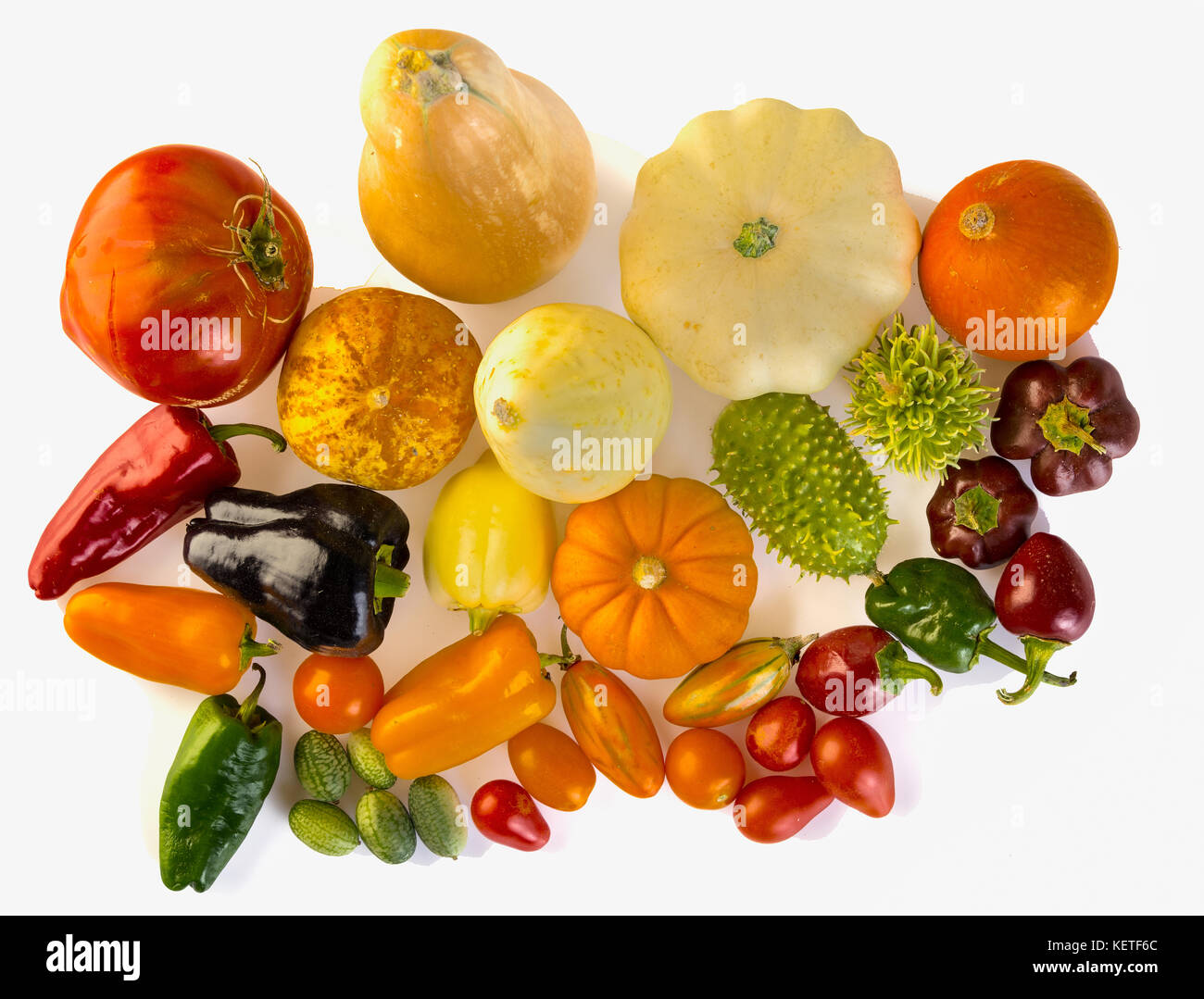 composition of diferent vegetables agaisnt white background Stock Photo ...