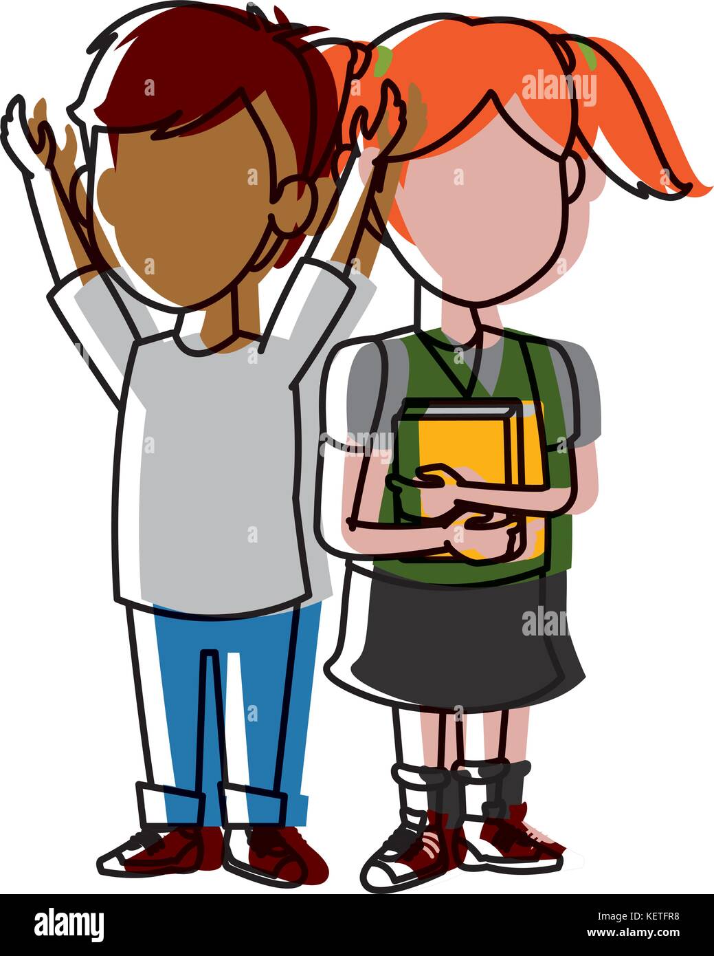 School kids friends cartoon Stock Vector Image & Art - Alamy