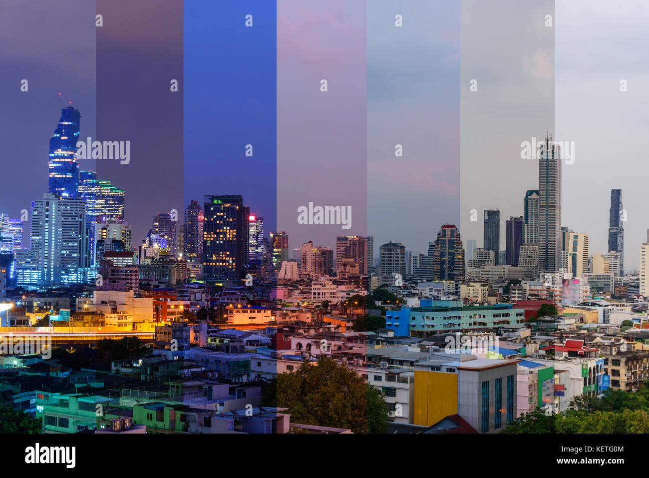 Different shade color of high building in city Stock Photo - Alamy