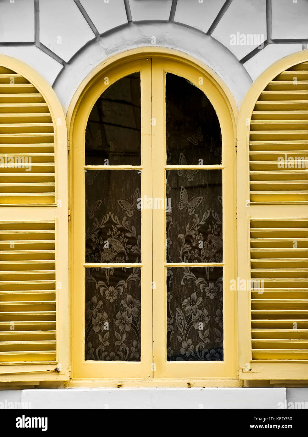 Arched window on a villa in Malta Stock Photo - Alamy