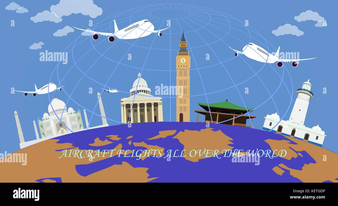 Flight around the world Stock Vector Image & Art - Alamy