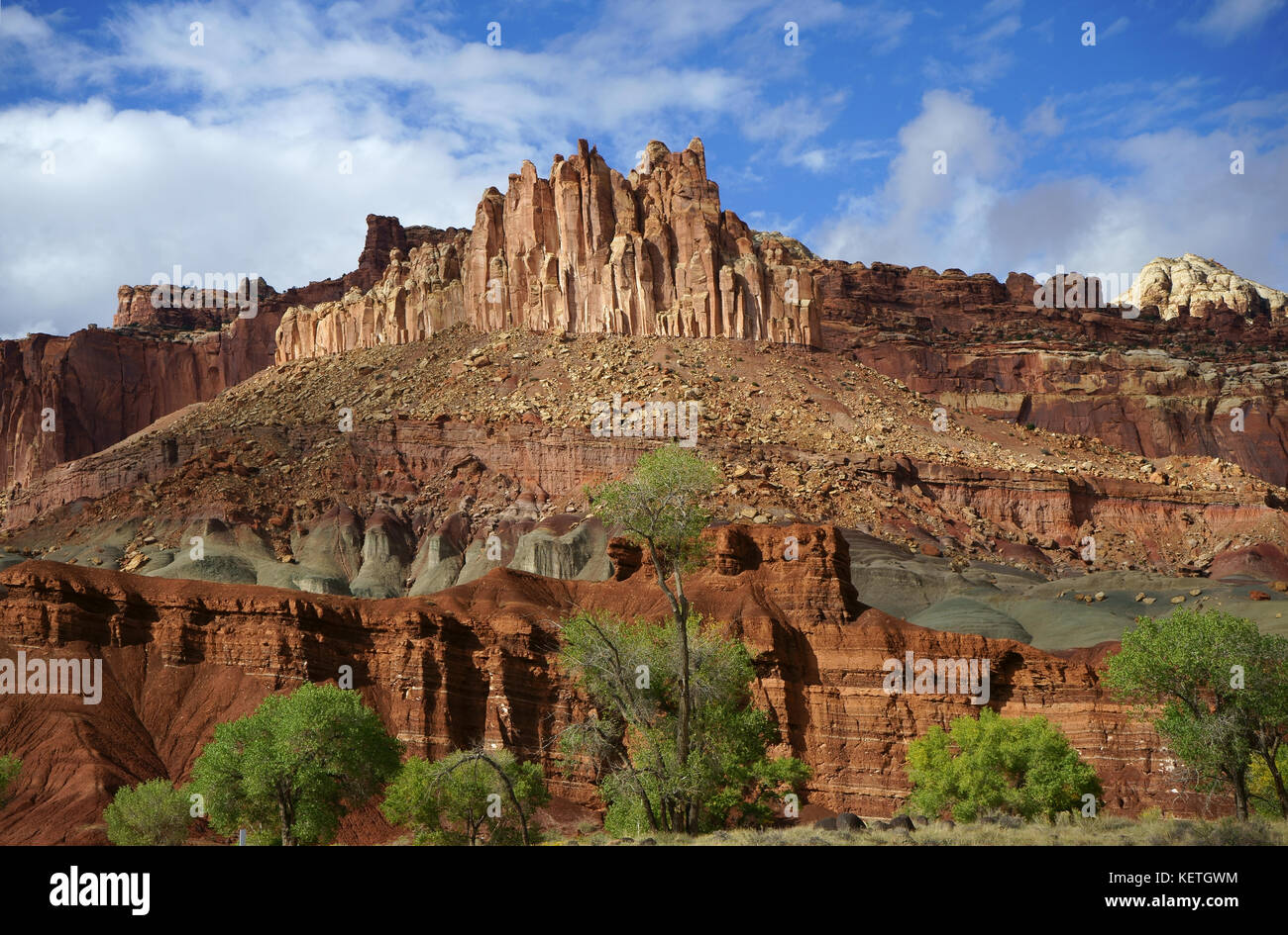The Castle above the visitor center of Capitol Reef National Park, Utah ...