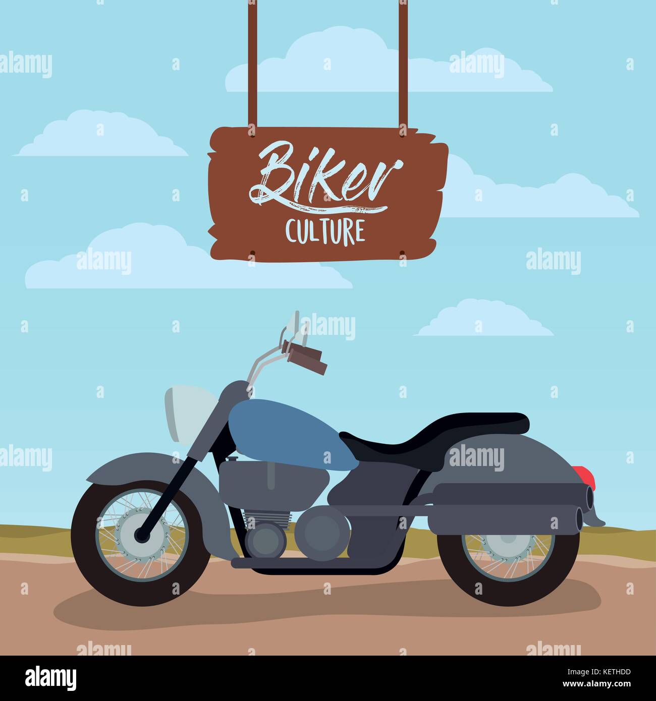 biker culture poster with classic vintage motorcycle with blue fuel ...