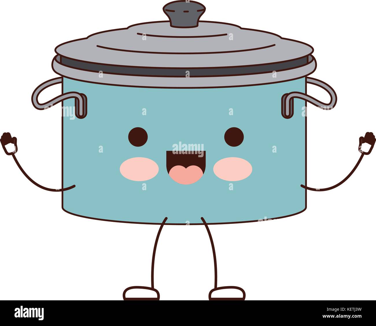 cooking pot with lid colorful cartoon silhouette Stock Vector Image ...