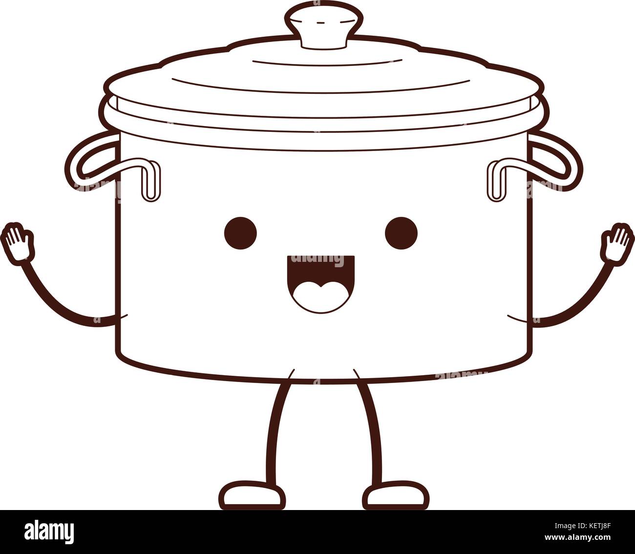 cooking pot with lid cartoon brown silhouette Stock Vector Image & Art ...