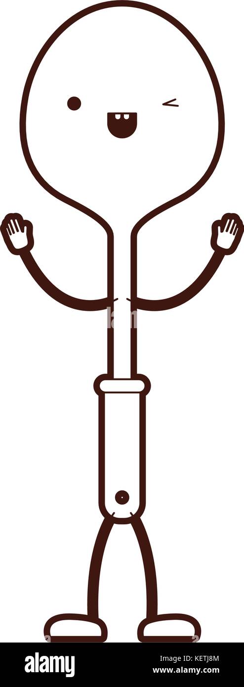 frying spoon utensil cartoon brown silhouette Stock Vector Image & Art ...